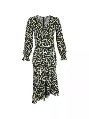 Diane Von Furstenberg Geometric Print Midi Dress - Black