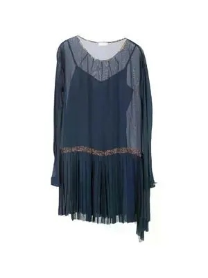 Dries Van Noten Sheer Pleated Asymmetric Dress