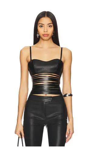 NIIHAI Leather Lazer Top - Black