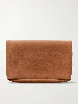 Saint Laurent Cassandre Large Textured-nubuck Clutch - Neutrals