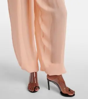 Alaïa Wide-leg Ruffle Detail Viscose Trousers