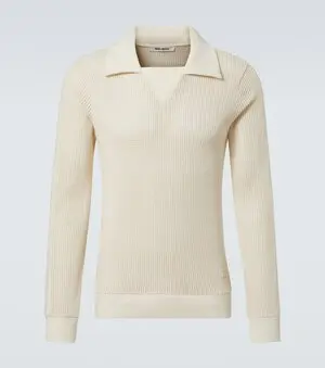 WALES BONNER Song Cotton Mesh Polo Shirt - White
