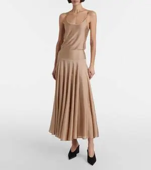 Alaïa Pleated Maxi Skirt In Clair