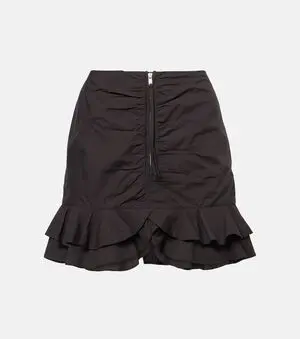 MARANT ETOILE Brenea Ruffled Cotton Miniskirt - Black