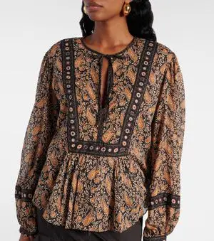 MARANT ETOILE Gayle Printed Cotton Voile Blouse