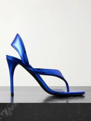 Alaïa Tong' 90 Mirrored-leather Stiletto Sandals - Blue