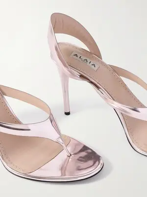 Alaïa Mirrored-leather Stiletto Sandals - Silver