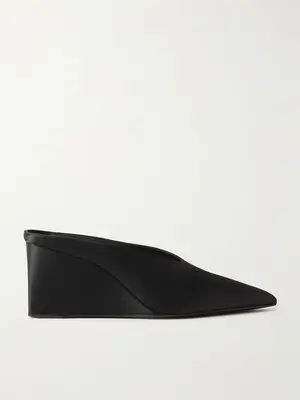 Alaïa Satin Pointed-toe Wedge Mules - Black