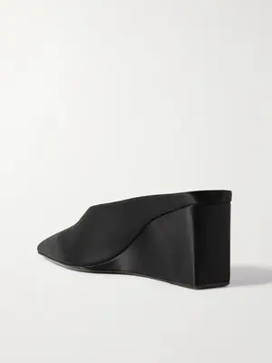 Alaïa Satin Pointed-toe Wedge Mules - Black