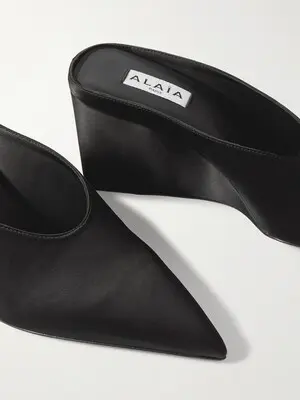 Alaïa Satin Pointed-toe Wedge Mules - Black