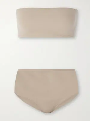 Alaïa Stretch-jersey Bandeau Bra And Briefs Set - Brown