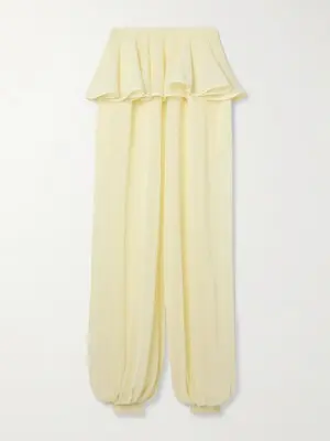 Alaïa Peplum Georgette Balloon Trousers - Yellow