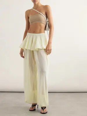 Alaïa Peplum Georgette Balloon Trousers - Yellow