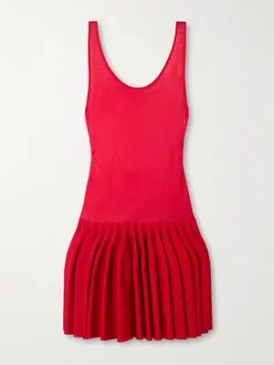 Alaïa Pleated Jersey And Stretch-knit Mini Dress - Red