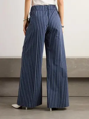 Brunello Cucinelli Striped Cotton And Silk-blend Twill Wide-leg Trousers