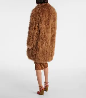 YVES SALOMON Feather Coat - Brown