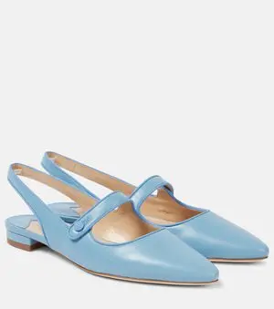 Manolo Blahnik Campariflatsli Leather Slingback Flats