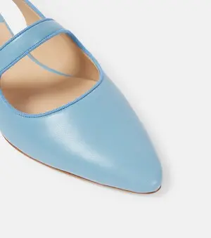 Manolo Blahnik Campariflatsli Leather Slingback Flats