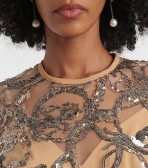 Elie Saab Sequined Sheer Tulle Gown