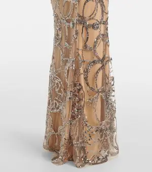 Elie Saab Sequined Sheer Tulle Gown