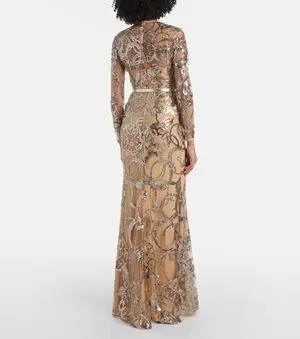 Elie Saab Sequined Sheer Tulle Gown