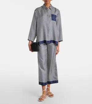 Max Mara Striped Silk Wide-leg Trousers