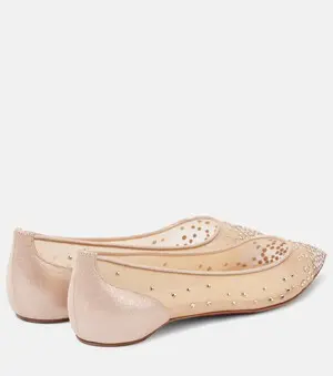 CHRISTIAN LOUBOUTIN Follies Strass Mesh Ballet Flats