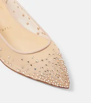 CHRISTIAN LOUBOUTIN Follies Strass Mesh Ballet Flats