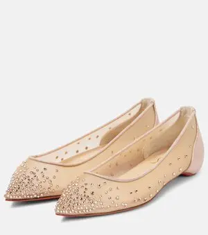 CHRISTIAN LOUBOUTIN Follies Strass Mesh Ballet Flats