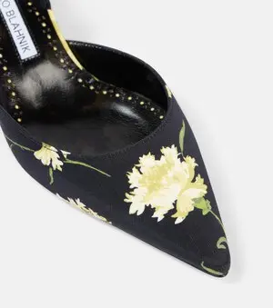 Manolo Blahnik Carolyne 50 Floral Slingback Pumps