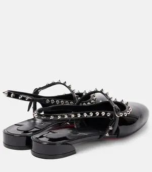 CHRISTIAN LOUBOUTIN Sweet Janispike Patent Leather Slingback Flats