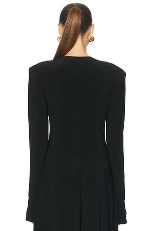 Norma Kamali Long Sleeve V Neck Top