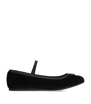 PAPOUELLI Callie Velvet Ballet Flats - Black