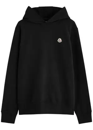 Moncler Logo-appliquéd Hooded Cotton Sweatshirt - Black