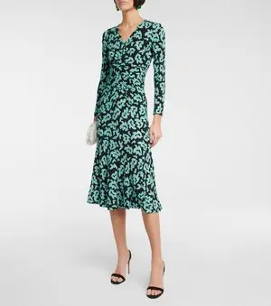 Diane Von Furstenberg Printed Ruched Midi Dress