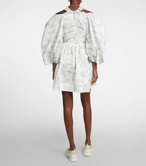 Simone Rocha Puff Sleeve Mini Dress Blue Floral