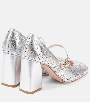 ROGER VIVIER Tres Vivier Metallic Leather Mary Jane Pumps