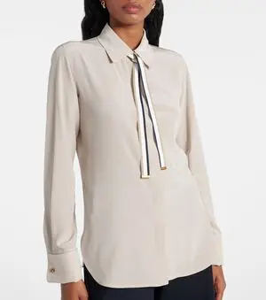 Max Mara Apollo Silk Crepe Blouse With Bow Detail