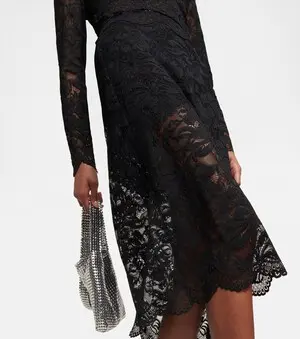 Rabanne Layered Lace Midi Skirt