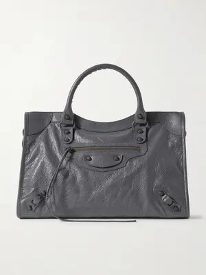 Balenciaga Le City Medium Embellished Textured-leather Tote Bag - Gray