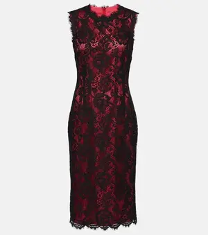 Dolce & Gabbana Cotton-blend Lace Midi Dress - Red