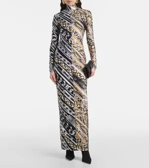 AREA Colorblocked Printed Maxi Dress - Multicoloured