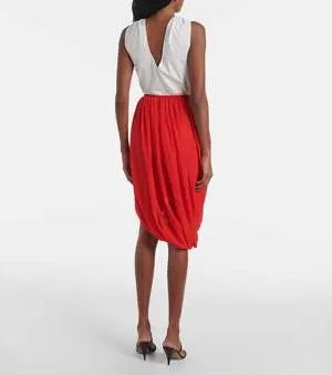 JACQUES WEI Chiffon Midi Skirt - Red