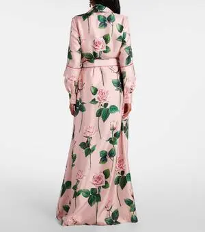 Dolce & Gabbana Floral Belted Silk Satin Maxi Dress - Multicoloured