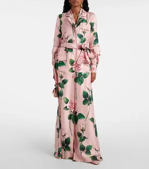 Dolce & Gabbana Floral Belted Silk Satin Maxi Dress - Multicoloured