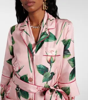 Dolce & Gabbana Floral Belted Silk Satin Maxi Dress - Multicoloured