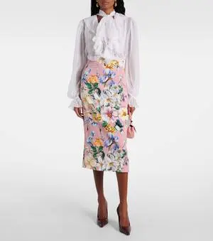 Dolce & Gabbana Floral Silk-blend Pencil Skirt - Multicoloured