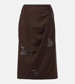 JACQUES WEI Embellished Midi Skirt - Brown