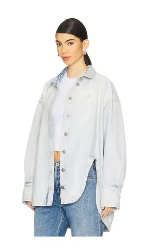 Attico Blouson Top Cotton Denim Shirt - Blue