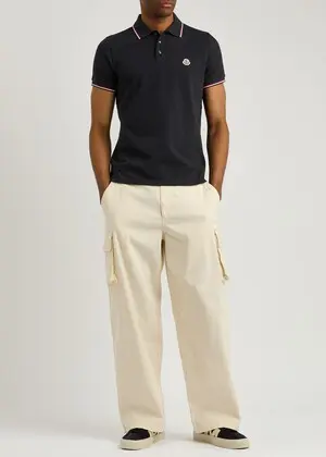 Moncler Logo-appliquéd Piqué Cotton Polo Shirt - Navy